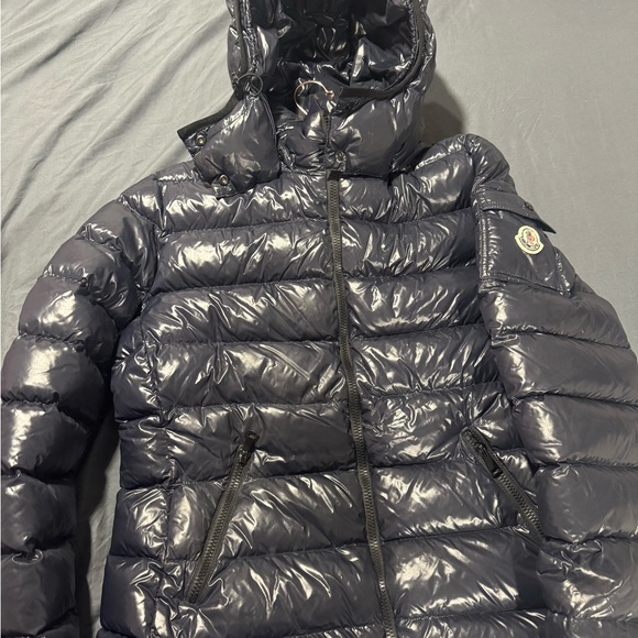 Moncler | Jackets & Coats | Moncler Glossy Dark Jacket With Hood | Poshmark